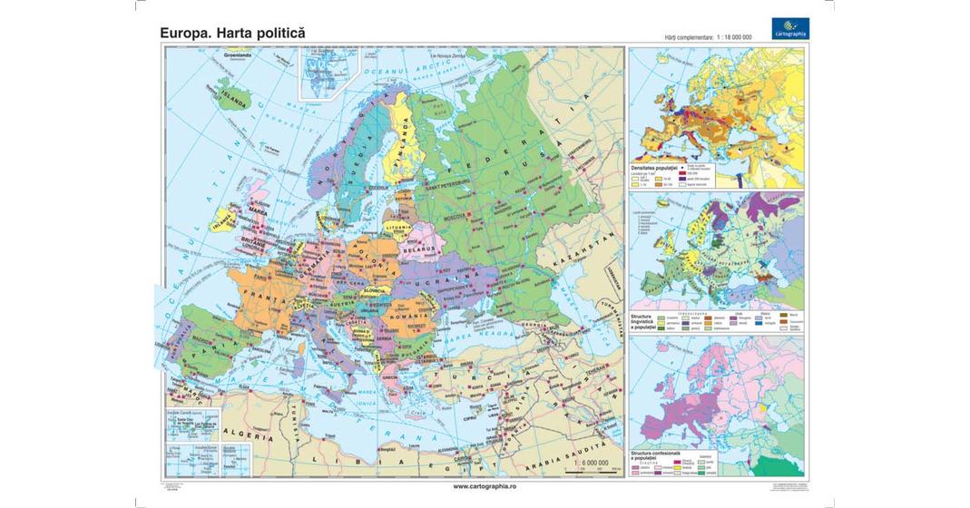 Európa. Politikai térkép 140*100 cm - román nyelven - Térképek - Balázs ...