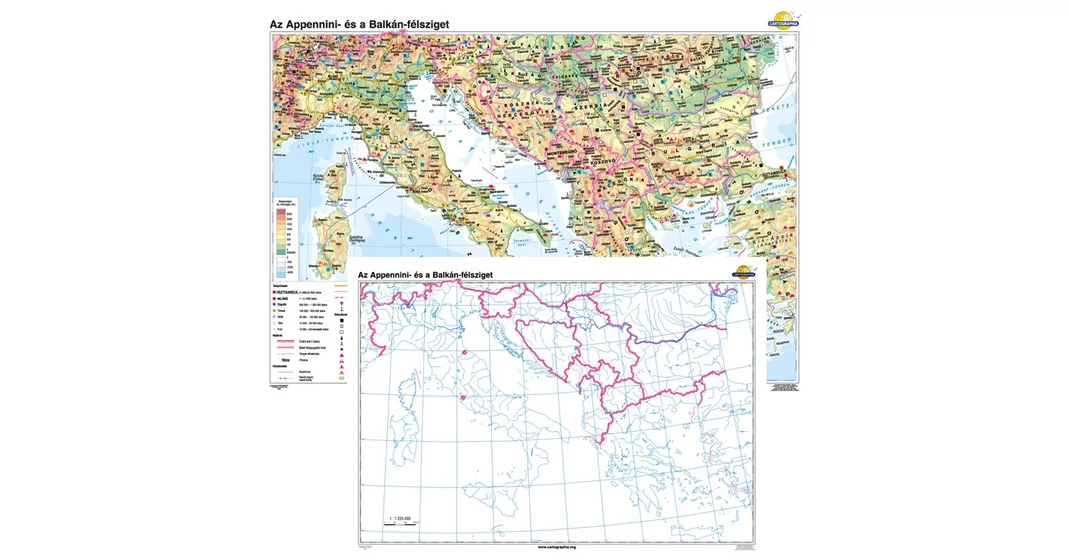 Az Appennini-és a Balkán-félsziget + vaktérkép DUÓ - Térképek - Balázs ...