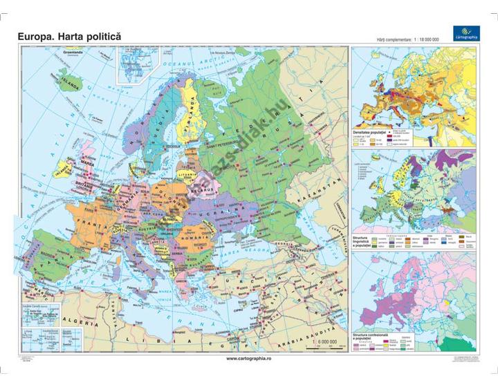 Európa. Politikai térkép 140*100 cm - román nyelven - Térképek - Balázs ...
