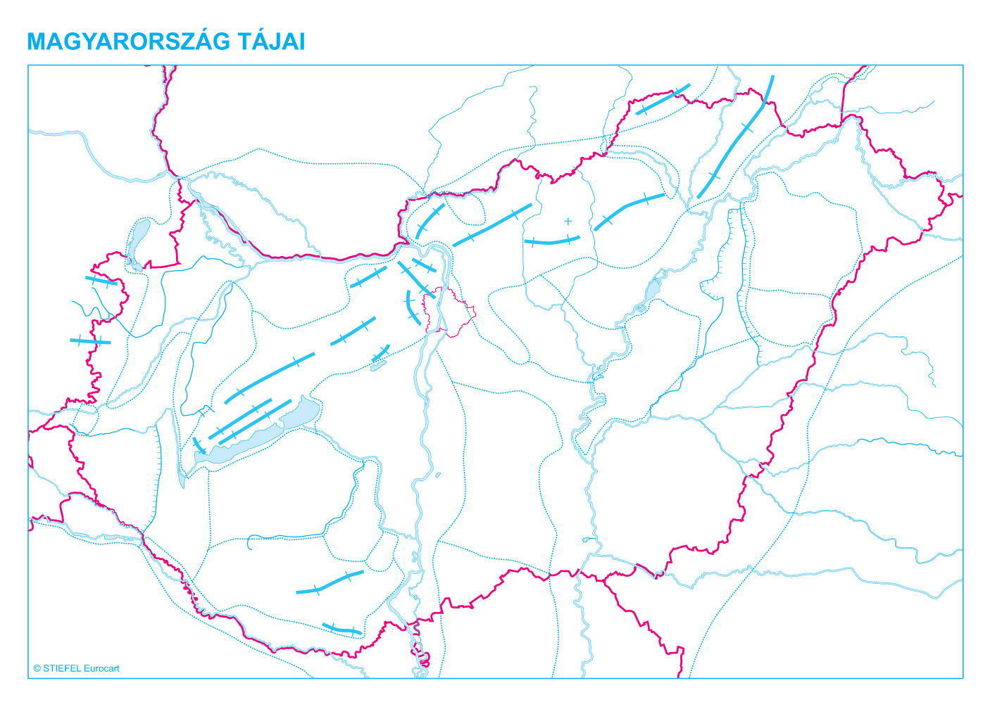 Magyarország tájai körvonalas munkatérkép (vaktérkép) 100x70 cm MONO ...